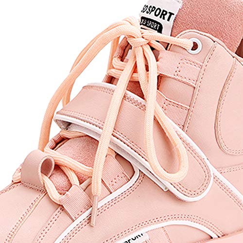 ANUFER Women's Goth Punk High Top Platform Chunky Sneakers Lace Up Wedgel Heel Dad Shoes Pink SN02924 US7.5