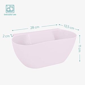 Navaris Hanging Kitchen Waste Bins - Over-Cabinet Garbage Bowl Holder Trash Containers to Collect Counter Food Scraps Compost - Set of 2 in White/Pink