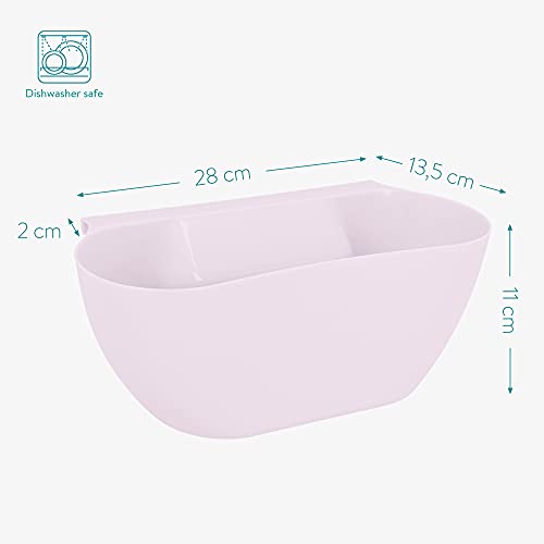 Navaris Hanging Kitchen Waste Bins - Over-Cabinet Garbage Bowl Holder Trash Containers to Collect Counter Food Scraps Compost - Set of 2 in White/Pink