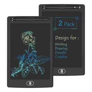 [2 Pack] 8.5 Inch Reusable Colorful LCD Writing Tablet Ewriter,TIQUS Notepad Board with Stylus - Black