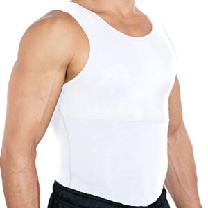 Esteem Apparel New Mens Compression Shirt Slimming Body Shapewear Undershirt (White, Large)