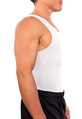 Esteem Apparel New Mens Compression Shirt Slimming Body Shapewear Undershirt (White, Large)