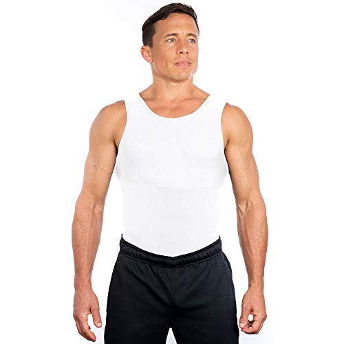 Esteem Apparel New Mens Compression Shirt Slimming Body Shapewear Undershirt (White, Large)