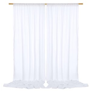 sherway 2 panels 4.8 feet x 10 feet white thick satin backdrop drapes, non-transparent window curtains for wedding party ceremony stage décor