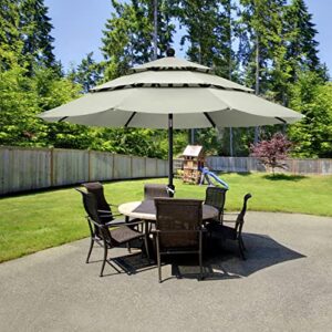 ABCCANOPY Patio Umbrellas 3-Tiers 11FT (Light Gray)