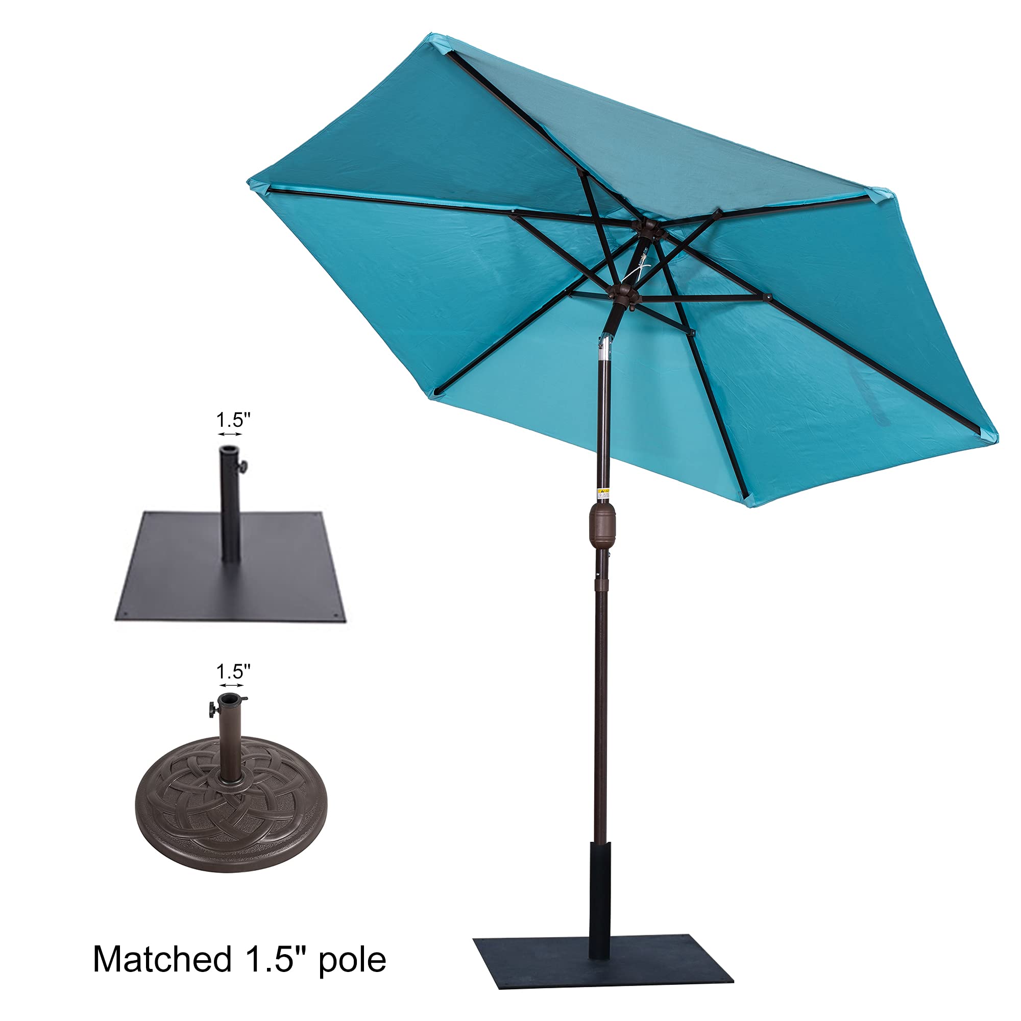 Sundale Outdoor 7.2 ft Patio Umbrella Table Market Umbrella with Push Button Tilt & Aluminum Pole, Polyester Canopy for Garden, Deck, Backyard, Pool (BLUE)