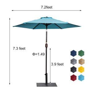 Sundale Outdoor 7.2 ft Patio Umbrella Table Market Umbrella with Push Button Tilt & Aluminum Pole, Polyester Canopy for Garden, Deck, Backyard, Pool (BLUE)