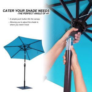 Sundale Outdoor 7.2 ft Patio Umbrella Table Market Umbrella with Push Button Tilt & Aluminum Pole, Polyester Canopy for Garden, Deck, Backyard, Pool (BLUE)