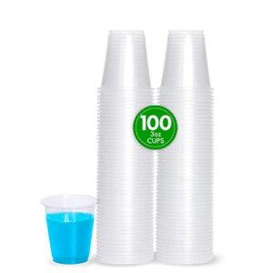 PLASTICPRO 3 oz Disposable Plastic Medium Weight Clear Drinking Cups 100 Count