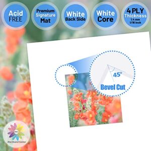 Mat Board Center, Pack of 10, 8x8 for 4x4 White Photo Picture Mats - Acid Free, 4-ply Thickness, White Core - for Pictures, Photos, Framing