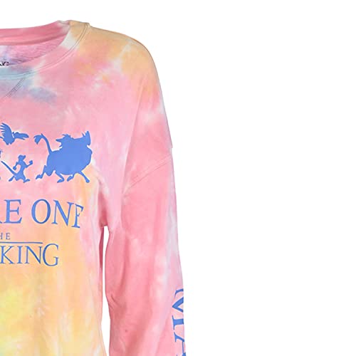 Disney Ladies Lion King Fashion Top - Hakuna Matata Clothing Lion King Tie Dye Long Sleeve Crop Tee (Tie Dye, Medium)