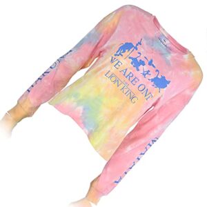 Disney Ladies Lion King Fashion Top - Hakuna Matata Clothing Lion King Tie Dye Long Sleeve Crop Tee (Tie Dye, Medium)