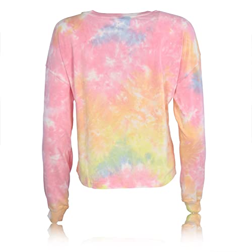 Disney Ladies Lion King Fashion Top - Hakuna Matata Clothing Lion King Tie Dye Long Sleeve Crop Tee (Tie Dye, Medium)