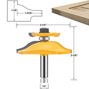 LEATBUY Router Bit Set 1/2-Inch Shank 3 PCS, Round Over Raised Panel Cabinet Door Ogee Rail and Stile Router Bits, Woodworking Wood Cutter, Wood Carbide Tool(1/2-Double Side)