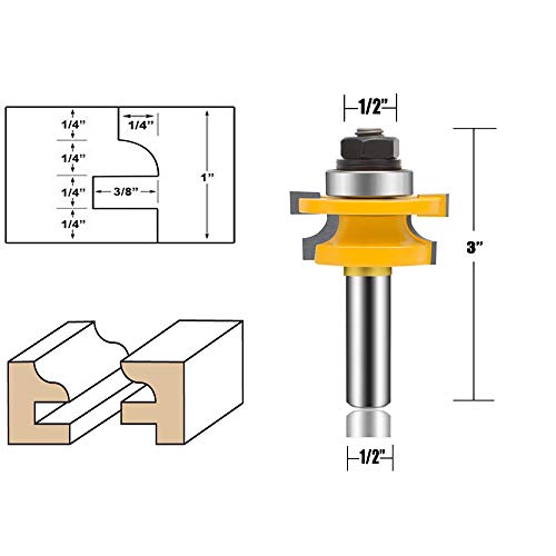 LEATBUY Router Bit Set 1/2-Inch Shank 3 PCS, Round Over Raised Panel Cabinet Door Ogee Rail and Stile Router Bits, Woodworking Wood Cutter, Wood Carbide Tool(1/2-Double Side)