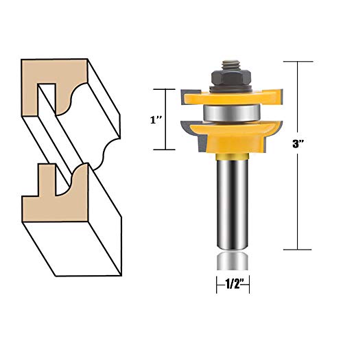 LEATBUY Router Bit Set 1/2-Inch Shank 3 PCS, Round Over Raised Panel Cabinet Door Ogee Rail and Stile Router Bits, Woodworking Wood Cutter, Wood Carbide Tool(1/2-Double Side)