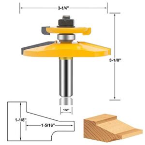 LEATBUY 3 PCS Router Bit Set 1/2-Inch Shank, Round Over Raised Panel Cabinet Door Ogee Rail and Stile Router Bits, Woodworking Wood Cutter, Carbide CNC Router(1/2-Double)