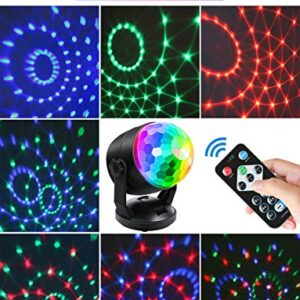 [4-Pack] Sound Activated Party Lights with Remote Control, Battery Powered/USB Portable RBG Disco Ball Light, Dj Lighting, Strobe Lamp 7 Modes Stage Party Supplies for Home Room Dance Parties Karaoke