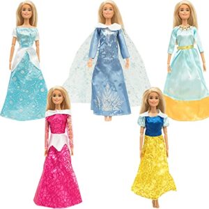 ONEST 30 Pieces Princess Doll Clothes and Accessories for 11.5 Inch Girl Doll Include 10 Pieces Princess Dresses, 10 Pairs Shoes and 10 Pieces Necklaces - Litter Girls Gift