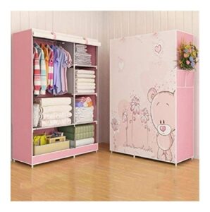 ysj ltd 67" simple wardrobe, 3d cartoon pattern thick reinforcement pipe folding dustproof wardrobe multifunction wardrobe closet bedroom furniture children room decorate storage cabinet assembly ward