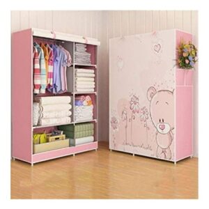 YSJ LTD 67" Simple Wardrobe, 3D Cartoon Pattern Thick Reinforcement Pipe Folding Dustproof Wardrobe Multifunction Wardrobe Closet Bedroom Furniture Children Room Decorate Storage Cabinet Assembly Ward