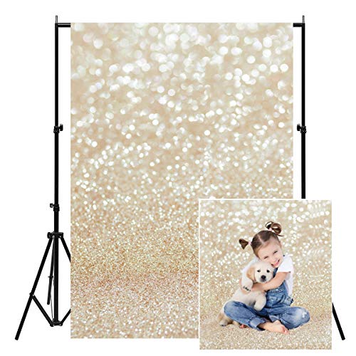 WOLADA 5x7FT Bokeh Backdrop Glitter Backdrop Gold Photo Backdrop Gold Glitter Backdrop Bokeh Backdrops for Photography Newborn Baby Portrait Birthday Party Backdrop Studio Props 11791