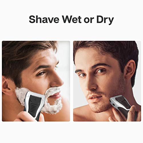 YASUN Foil Shaver for Men, Electric Razor for Men, Wet/Dry IPX7 Waterproof Electric Shavers for Men with Pop-up Beard Trimmer, Cordless Rechargeable Mens Razor - YS5800 Silver & Black