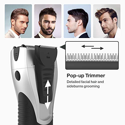 YASUN Foil Shaver for Men, Electric Razor for Men, Wet/Dry IPX7 Waterproof Electric Shavers for Men with Pop-up Beard Trimmer, Cordless Rechargeable Mens Razor - YS5800 Silver & Black