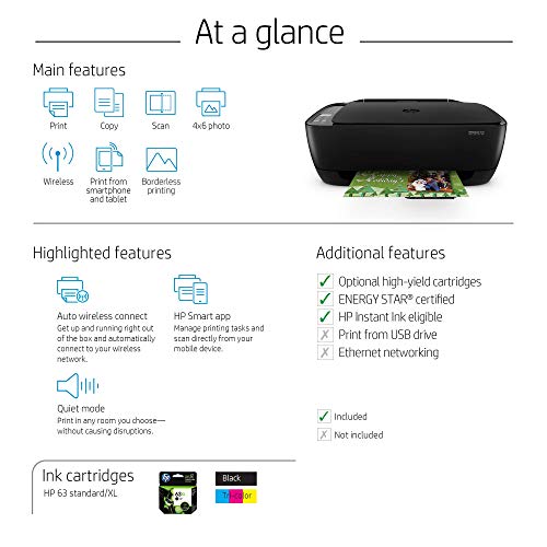 HP Deskjet 3639 Wireless All-in-One Printer (K4T98A) (Renewed)