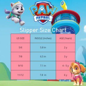 Nickelodeon Girls’ Paw Patrol Slippers – Plush Fuzzy Slippers: Everest, Sky (Toddler/Kid), Size 11/12, Skye/Everest