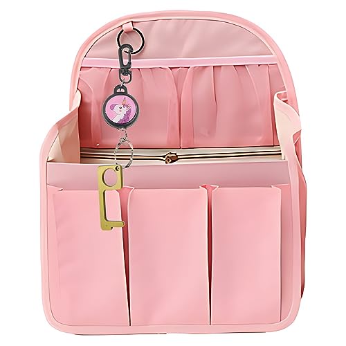 (New 3rd UPGRADE) Nylon Backpack Organizer Insert large, Backpack Organizer Insert , Women Backpack For Mummy Coach MCM LV JanSport Anello (Large, Pink) …