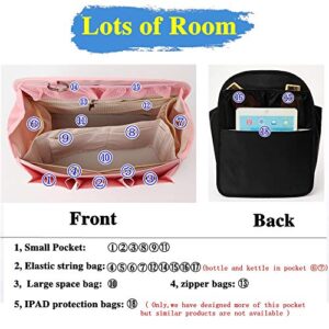 (New 3rd UPGRADE) Nylon Backpack Organizer Insert large, Backpack Organizer Insert , Women Backpack For Mummy Coach MCM LV JanSport Anello (Large, Pink) …