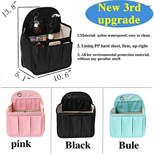 (New 3rd UPGRADE) Nylon Backpack Organizer Insert large, Backpack Organizer Insert , Women Backpack For Mummy Coach MCM LV JanSport Anello (Large, Pink) …