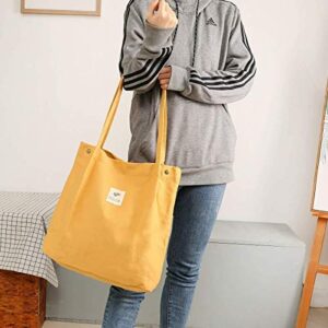 Canvas Tote Bag for Women Girls Washable, Reusable Carry Shoulder Bag With Inner Pocket(Yellow)