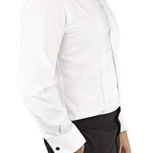 Sir Gregory Men's Regular Fit Tuxedo Shirt 100% Cotton Laydown Collar French Cuff 1/4 Inch Pleat 16.5 Neck 32/33 Sleeve White