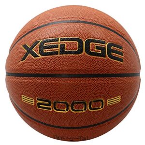 xedge basketball size 5/6/7 composite leather street basketball indoor outdoor game ball with needle,pump and carry bag (red, size 7)