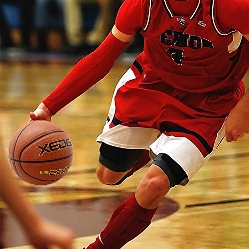 XEDGE Basketball Size 5/6/7 Composite Leather Street Basketball Indoor Outdoor Game Ball with Needle,Pump and Carry Bag (Red, Size 7)