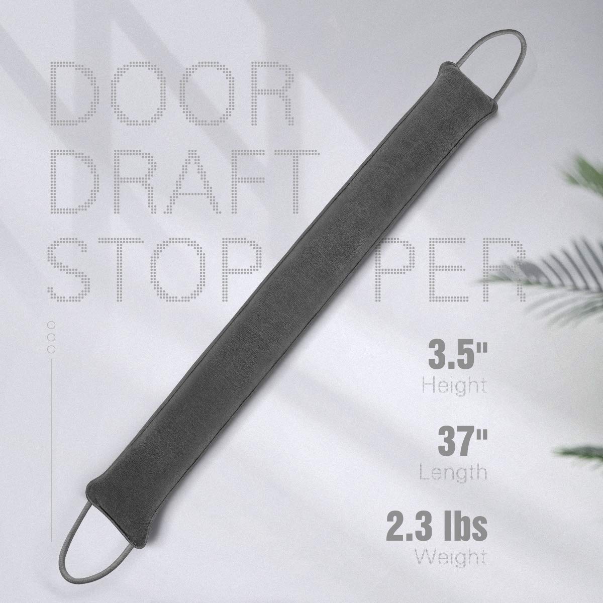 Tuffen Door Draft Stopper 37”, Weighted Under Door Noise Air Blocker, Heavy Duty Sound Proof Draft Guard Door Gap Blocker with Hook Tape for Doors and Windows, 2.3lbs (Grey)