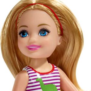 Barbie Club Chelsea Doll, 6-inch Blonde with Dinosaur-Themed Look, (GMR96)