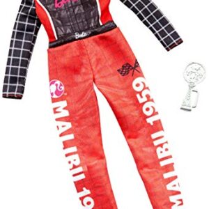 Barbie Clothes Career Outfit Doll, Racecar Driver Jumpsuit with Trophy, Gift for 3 to 8 Year Olds ​