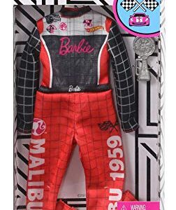 Barbie Clothes Career Outfit Doll, Racecar Driver Jumpsuit with Trophy, Gift for 3 to 8 Year Olds ​