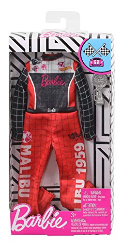 Barbie Clothes Career Outfit Doll, Racecar Driver Jumpsuit with Trophy, Gift for 3 to 8 Year Olds ​