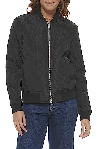 Levi's Women Diamond Quilted Bomber Jacket, Black, Medium