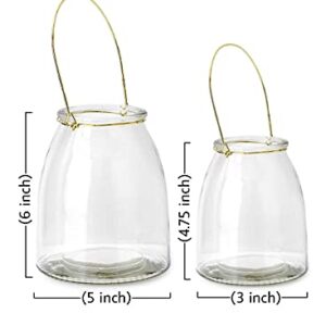 Serene Spaces Living Hanging Glass Jar for Wedding, Parties, Events, Patio, Use as Hanging Glass Lamp or for Flowers, Measures 6" Tall and 5" Diameter, Sold Individually