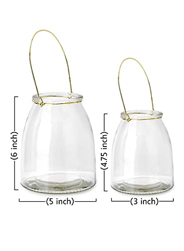 Serene Spaces Living Hanging Glass Jar for Wedding, Parties, Events, Patio, Use as Hanging Glass Lamp or for Flowers, Measures 6" Tall and 5" Diameter, Sold Individually