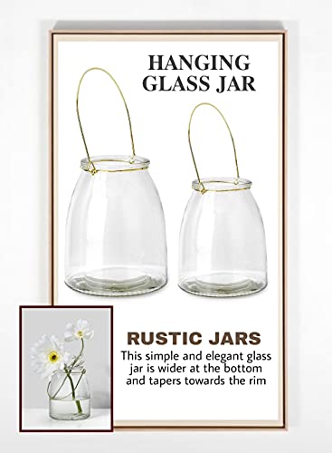 Serene Spaces Living Hanging Glass Jar for Wedding, Parties, Events, Patio, Use as Hanging Glass Lamp or for Flowers, Measures 6" Tall and 5" Diameter, Sold Individually