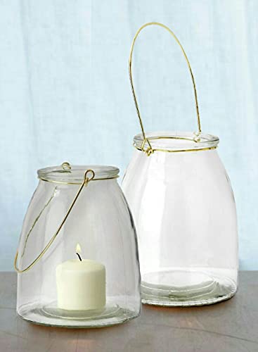 Serene Spaces Living Hanging Glass Jar for Wedding, Parties, Events, Patio, Use as Hanging Glass Lamp or for Flowers, Measures 6" Tall and 5" Diameter, Sold Individually