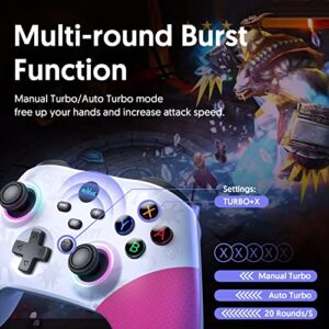 MOVONE Switch Controller Wireless Pro Controller for Switch/Switch Lite/Switch OLED, Switch Remote Gamepad with Joystick, Adjustable Turbo Vibration, Pro Controllers Switch with LED Color Light