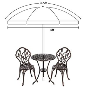 AMMSUN Patio Umbrella Market Table Umbrella 6.5 ft Tilt Steel Pole UPF50+ Protection, Great for Outdoor Garden Backyard (White)