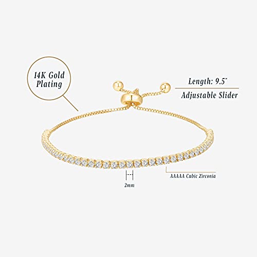 PAVOI 14K Gold Plated Cubic Zirconia Classic Tennis Bracelet for Women in Rose Gold